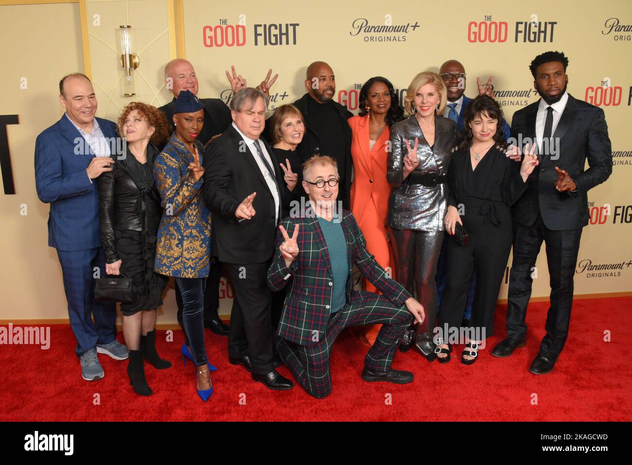 The cast and crew including Christine Baranski, take a group photo at ...