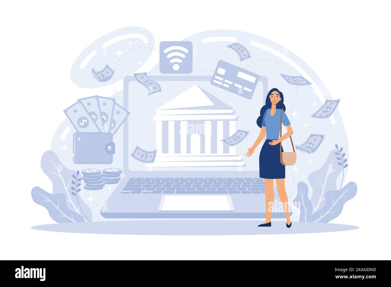 Mobile banking and online payment concept. People using laptop and ...