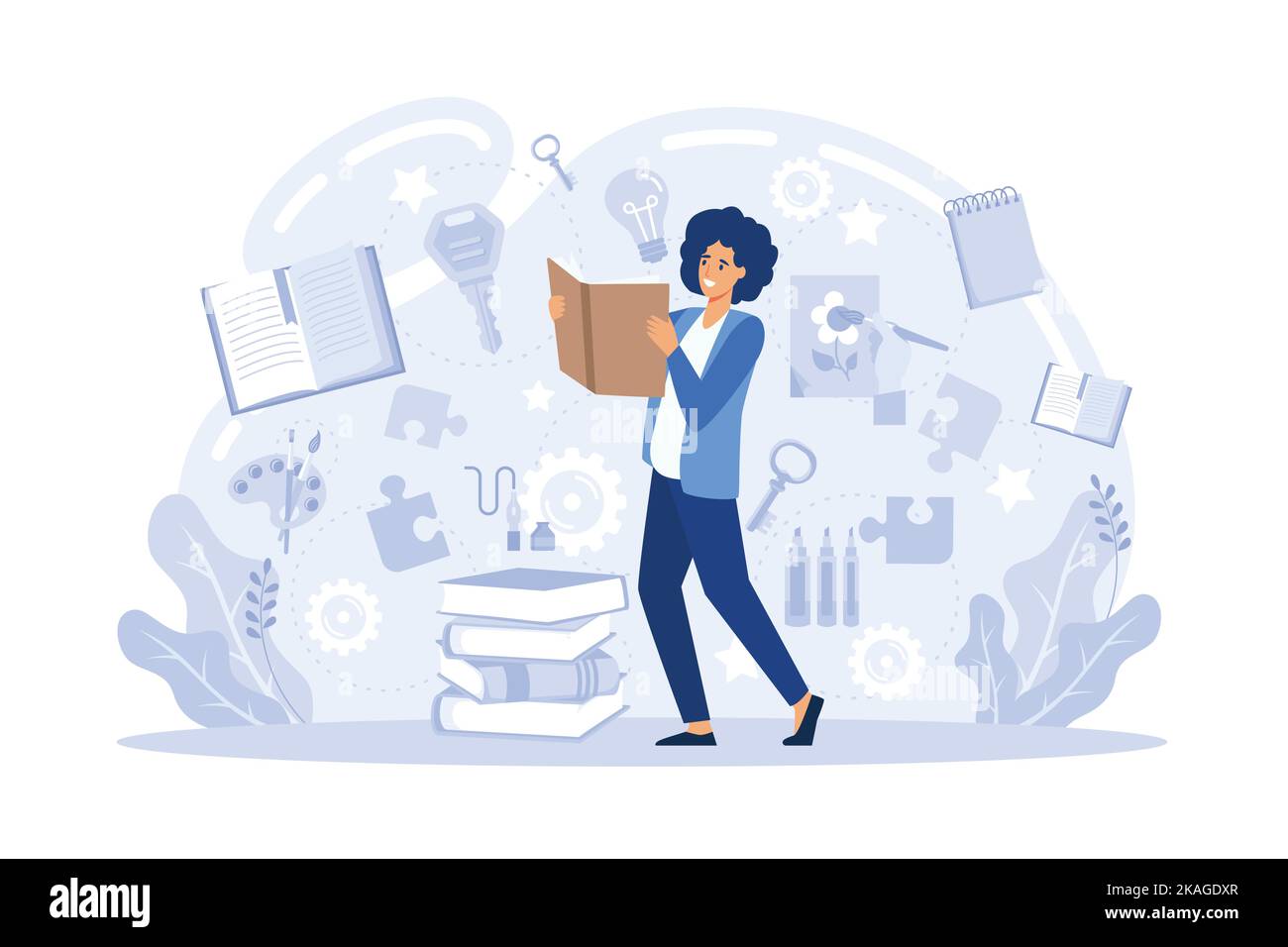 Creative thinking idea generation flat vector illustration. Successful ...