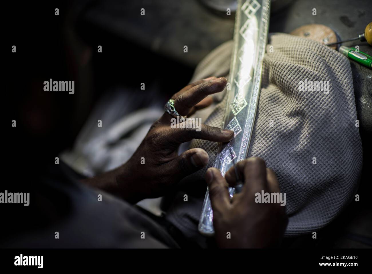 Doha, Qatar - March 05,2022 : Making of traditional Arabian swords ...
