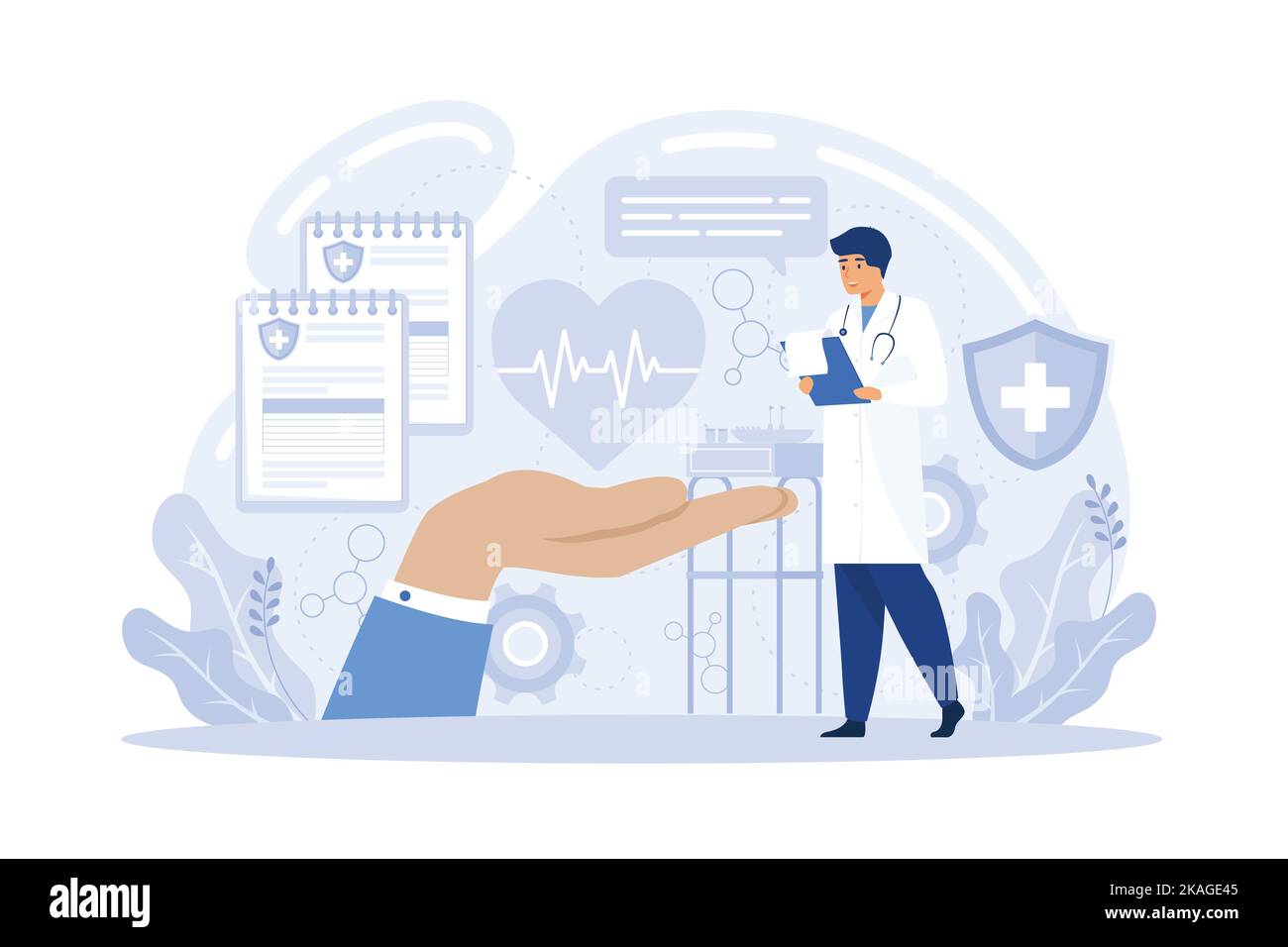 Health care program metaphor, online medical services, protection ...