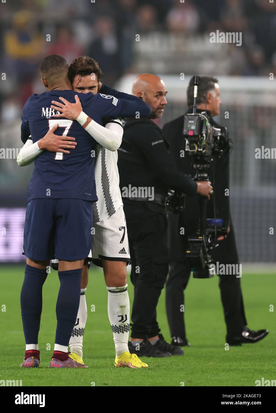 Turin, Italy. 2nd Nov, 2022. Federico Chiesa of Juventus and Kylian ...
