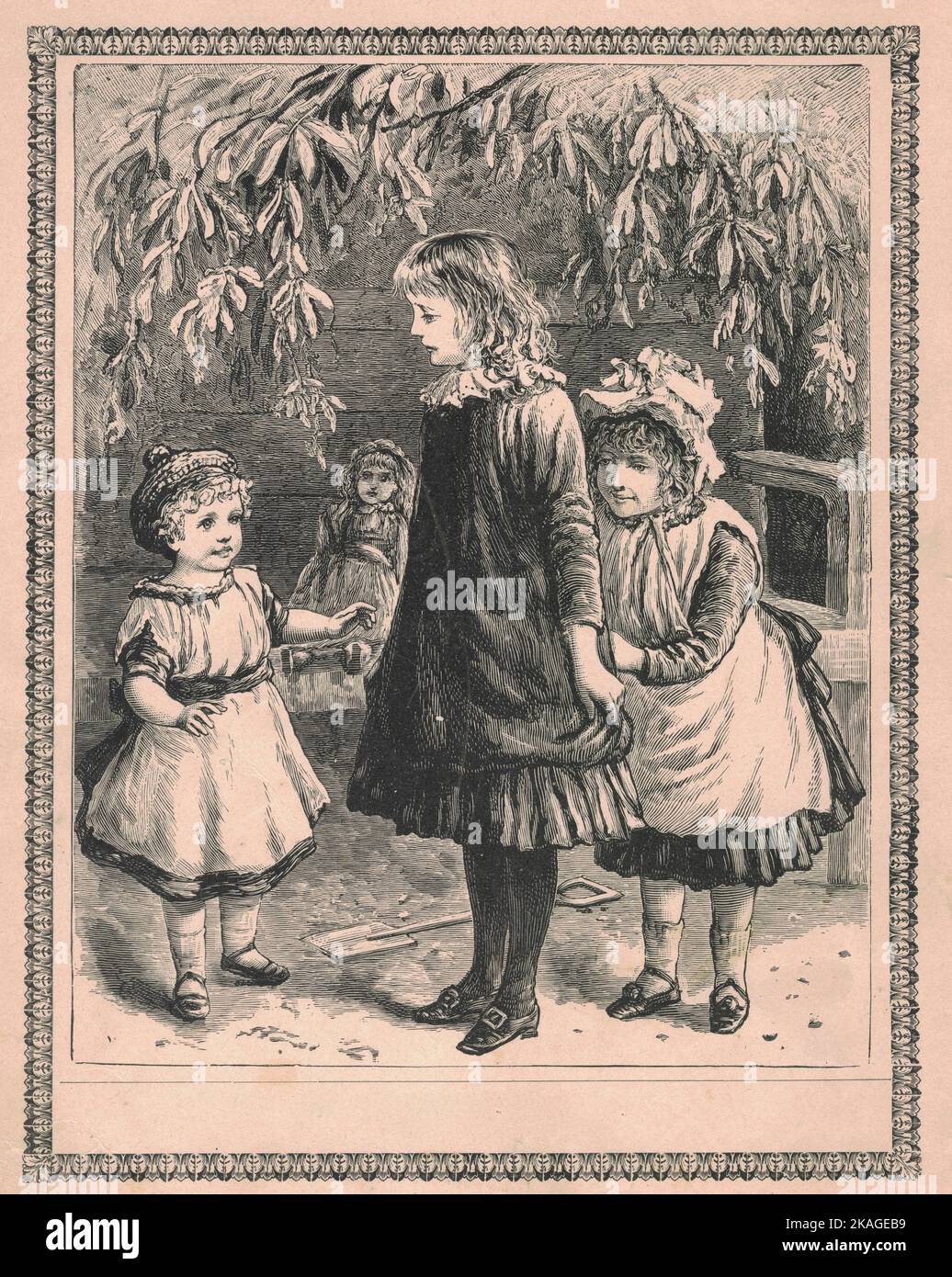 Antique illustration of the children. Vintage illustration of the ...