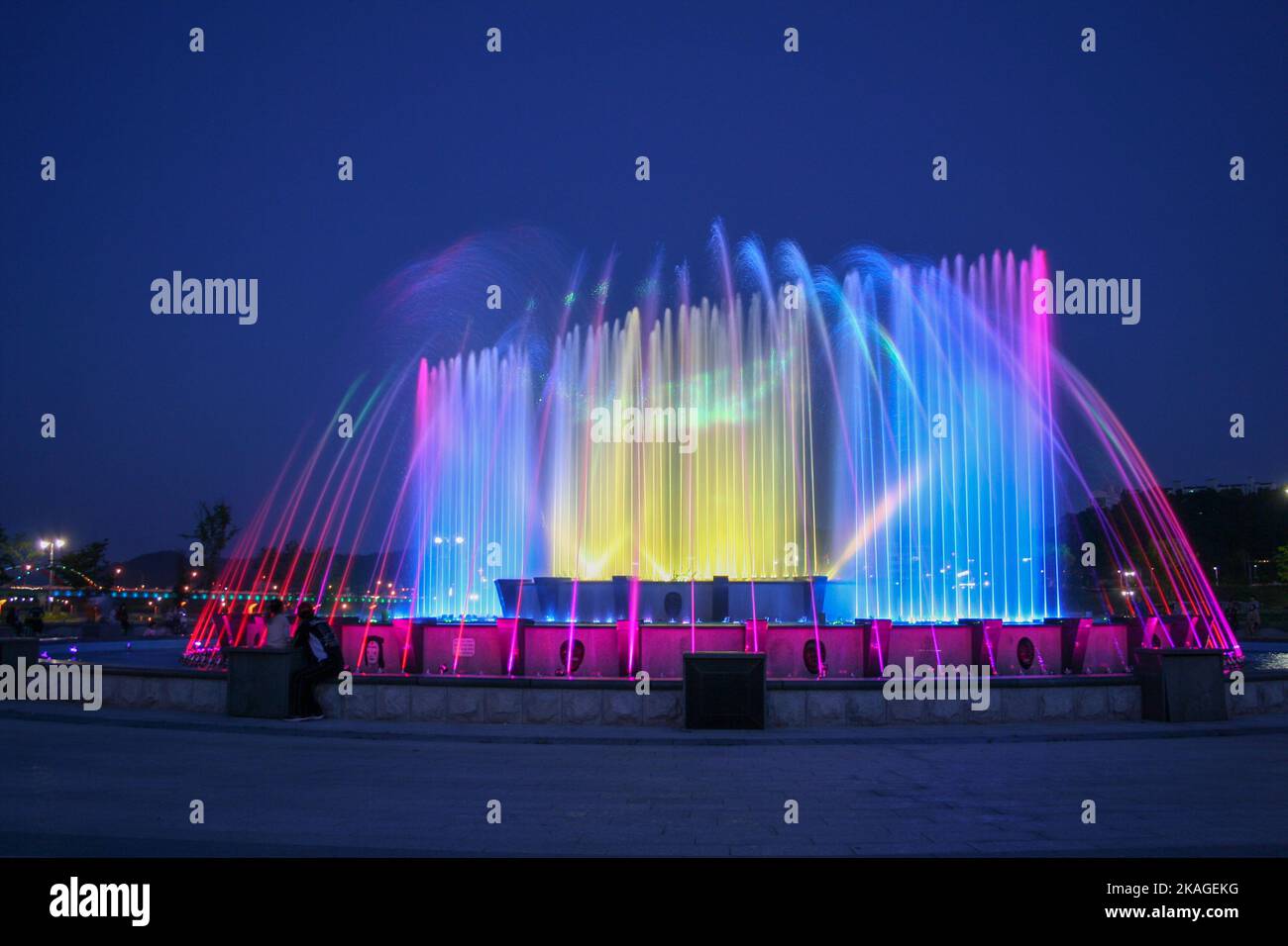 Colorful Fountain at Night in South Korea Stock Photo - Alamy