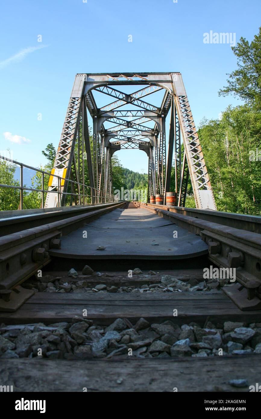 Train Tracks Crossing an Old Bridge Stock Photo - Alamy