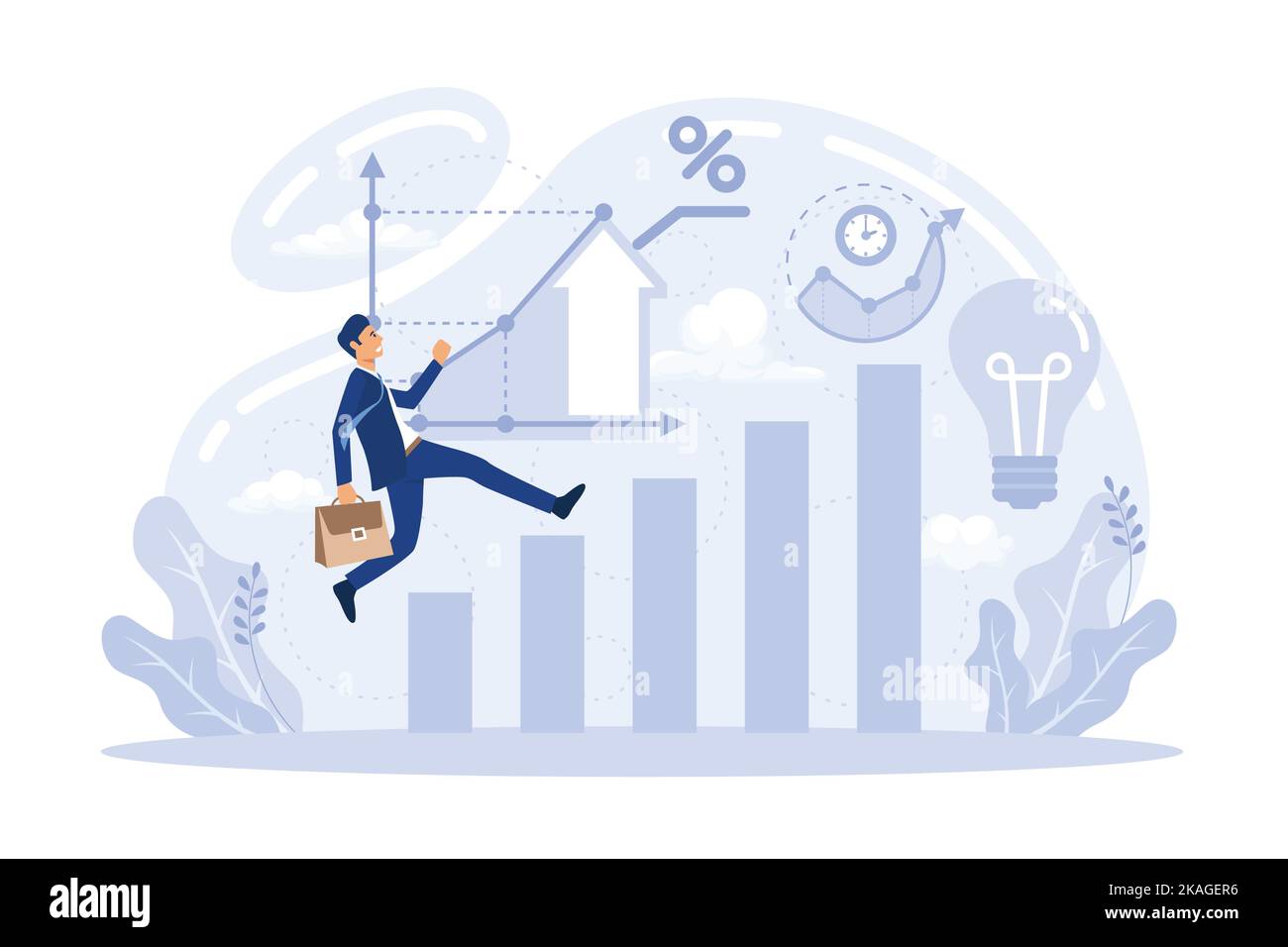 Development growth in business progress thin lines vector illustration ...