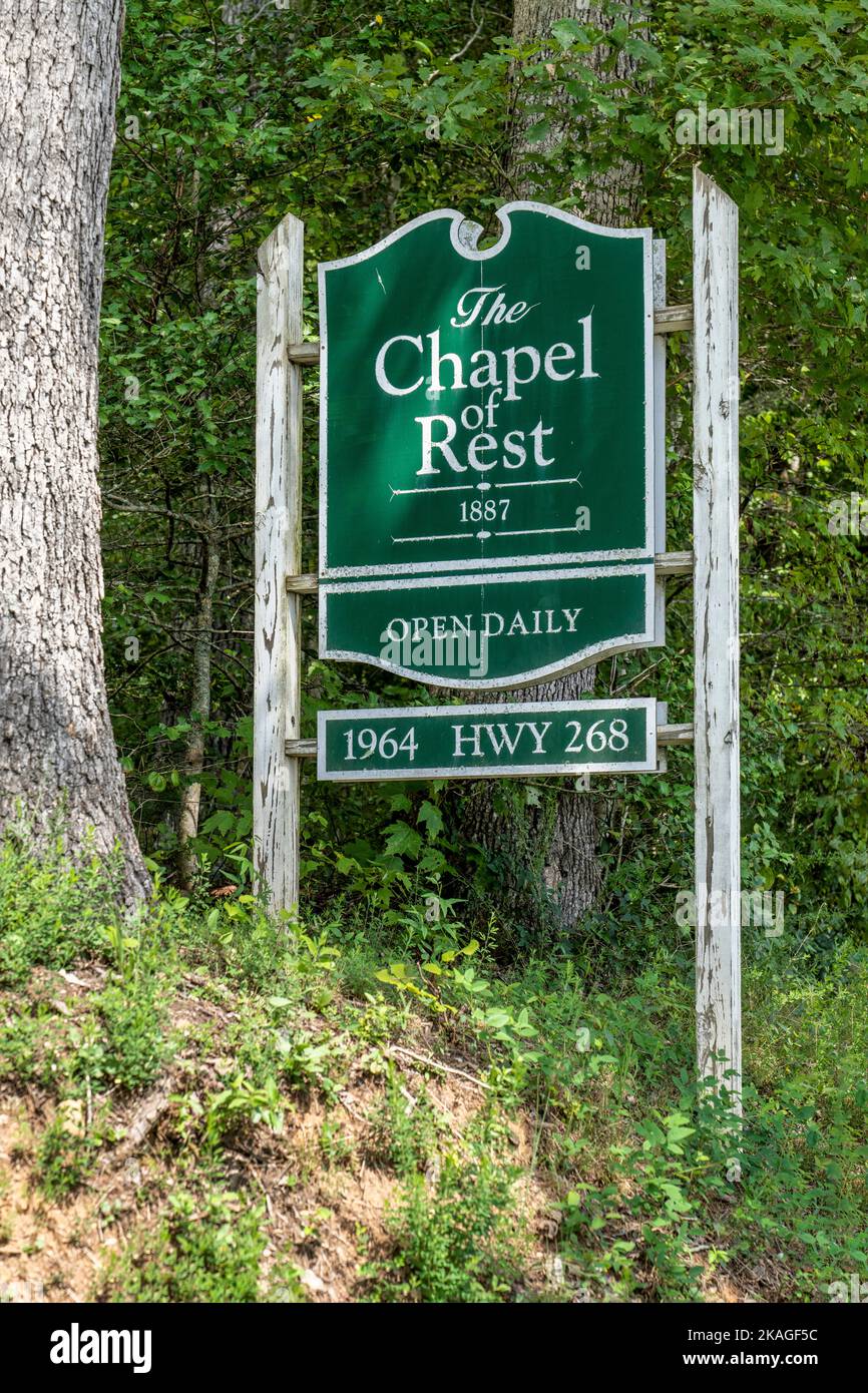 The entrance sign to the historic Episcopal Chapel Of Rest in Lenoir ...
