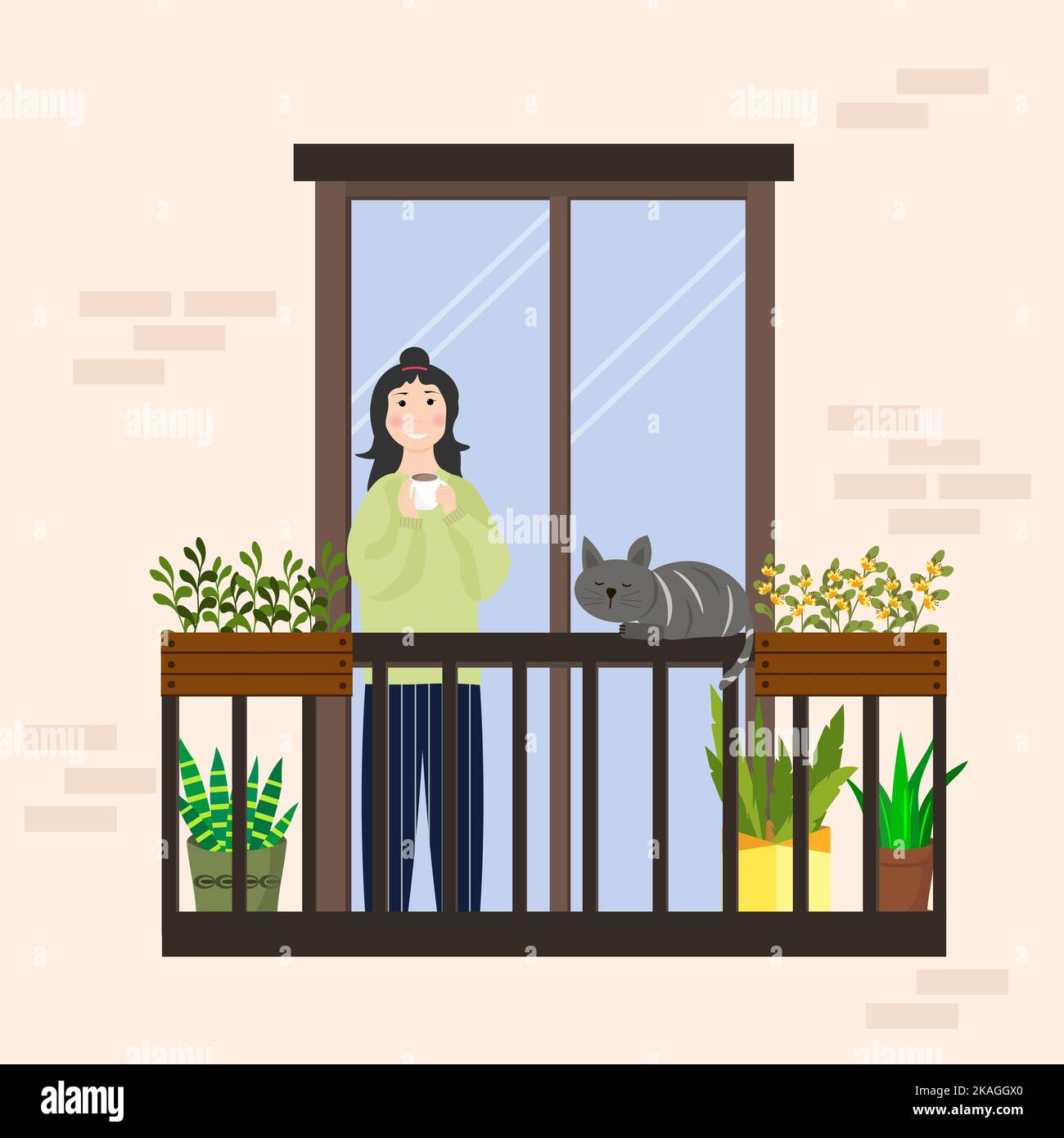 Patio furniture on balcony Stock Vector Images - Alamy