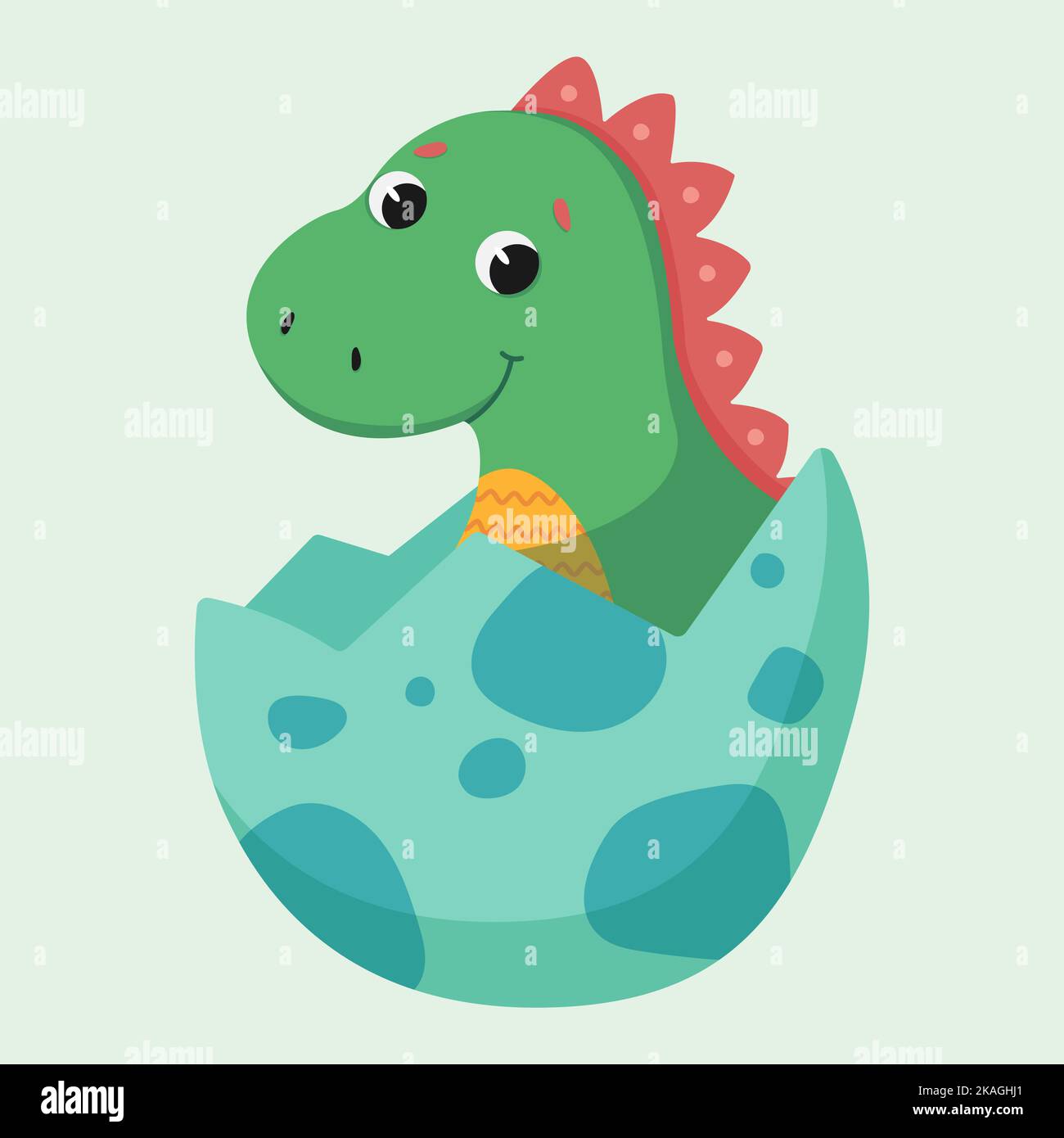 Cartoon cute dinosaur. Newborn dinosaur. dinosaur egg. Flat vector ...