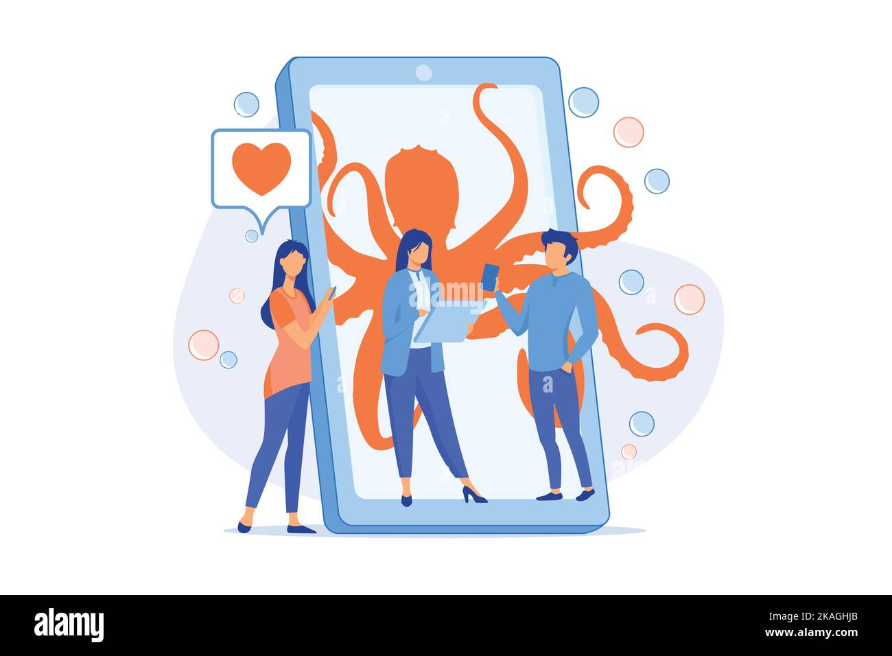 People addicted to smartphones. Social media obsession, trendy ...