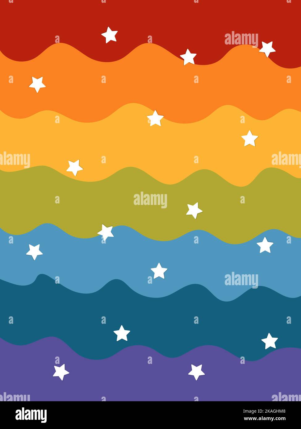Rainbow striped background in pastel colors. Rainbow and stars. Vector ...