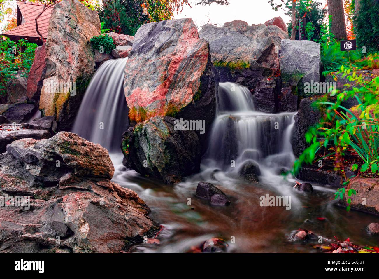 Long exposure of a small waterfall located in the Garden of the Phoenix ...