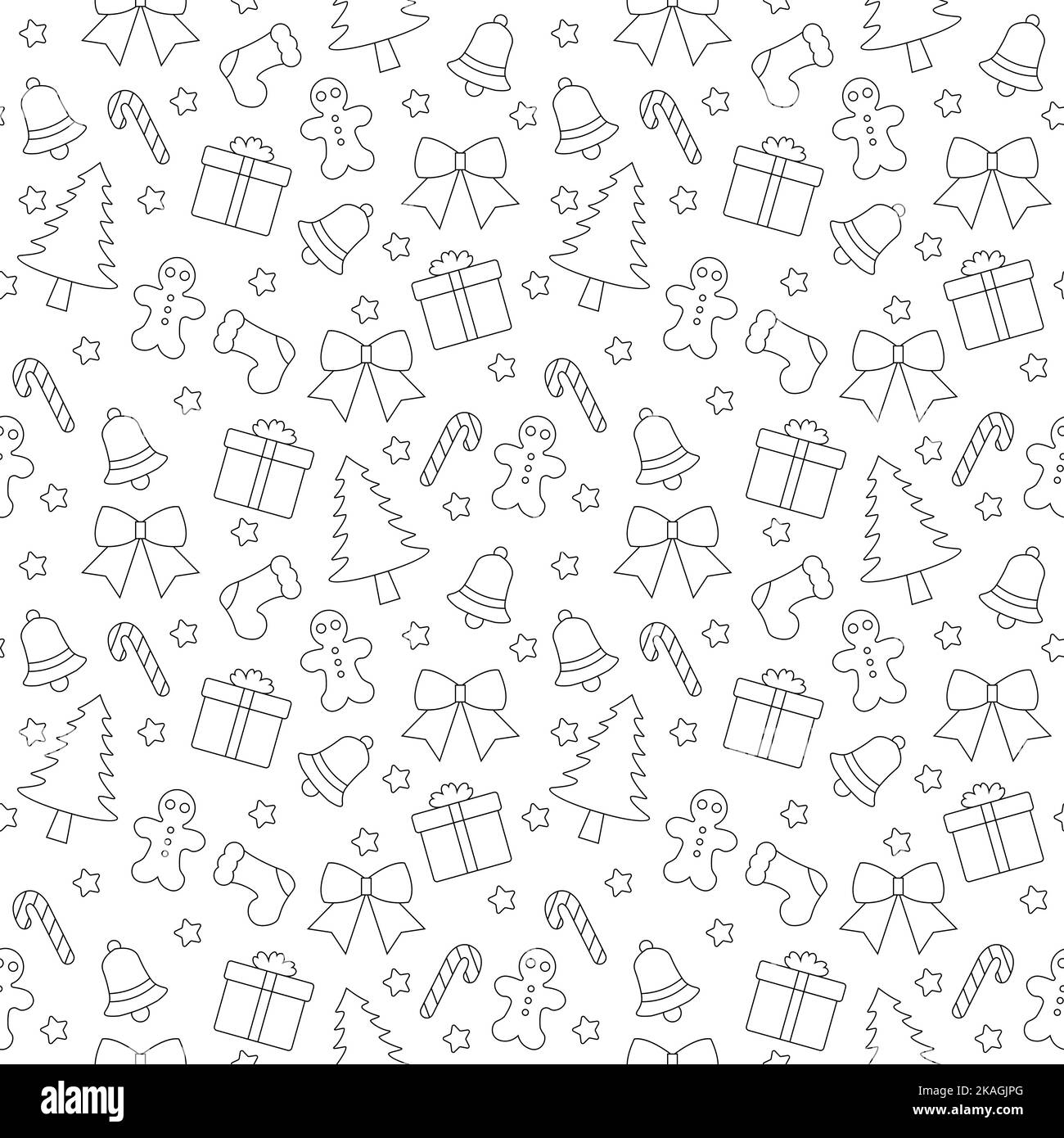 Christmas Background Seamless Pattern Design With Santa Claus, Tree ...