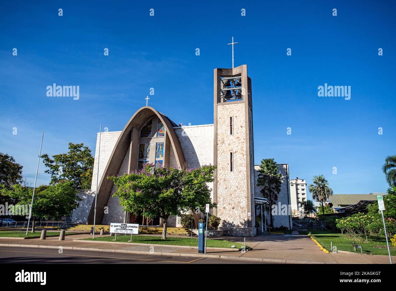 Modern building of the Saint Mary Star of the Sea Cathedral, in Darwin ...