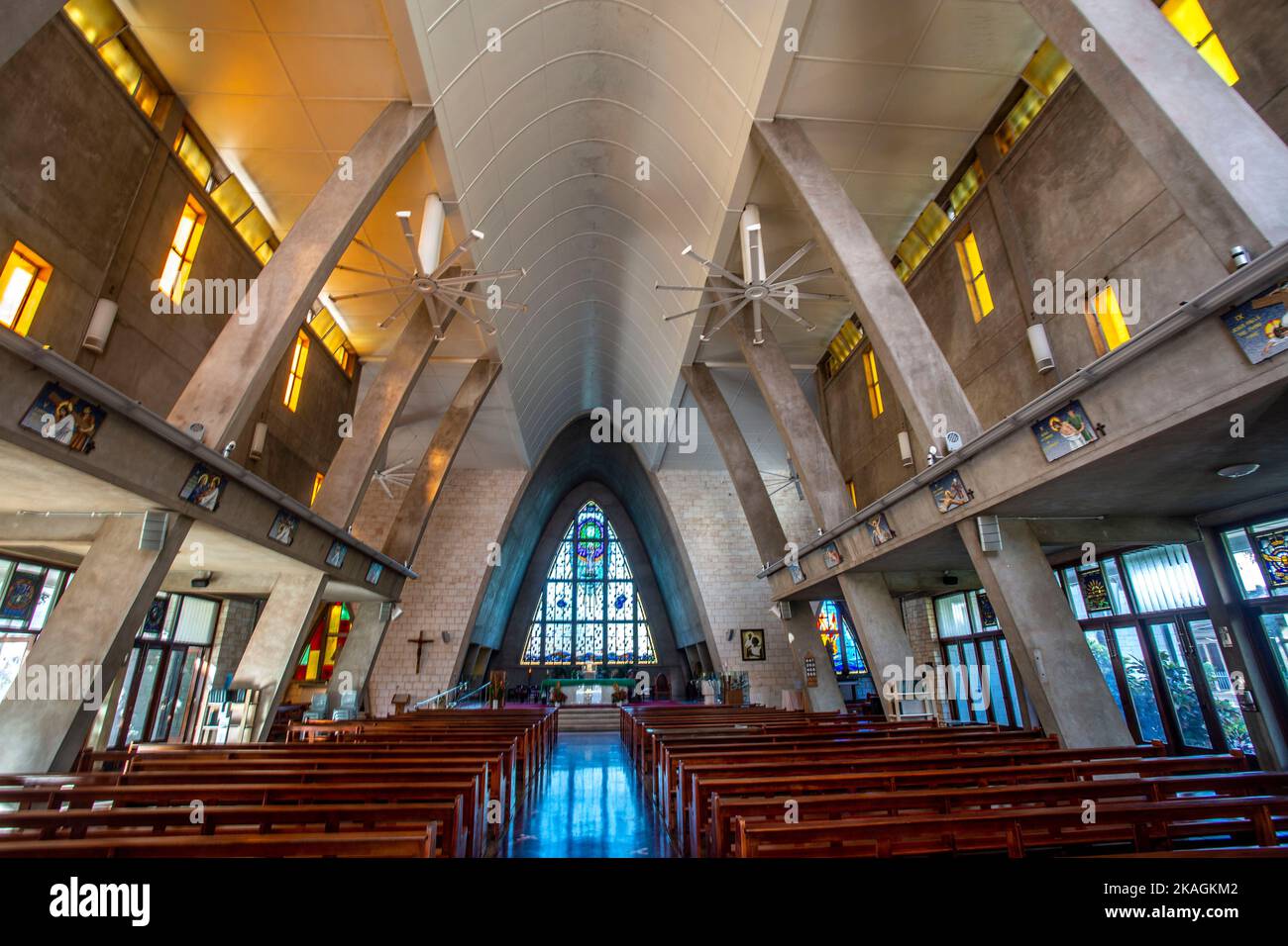 View of the ample interior of the Saint Mary Star of the Sea Cathedral ...