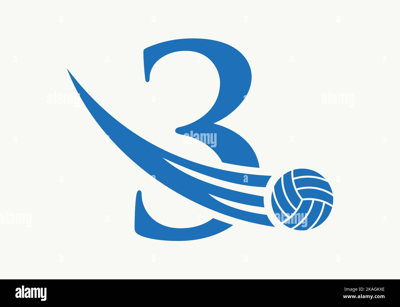 Letter 3 Volleyball Logo Design Sign. Volleyball Sports Logotype Symbol ...