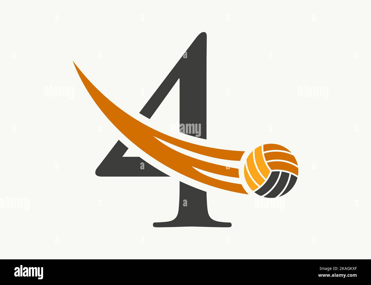 Letter 4 Volleyball Logo Design Sign. Volleyball Sports Logotype Symbol ...