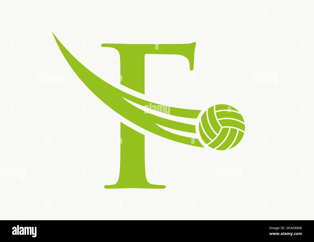 Letter F Volleyball Logo Design Sign. Volleyball Sports Logotype Symbol ...