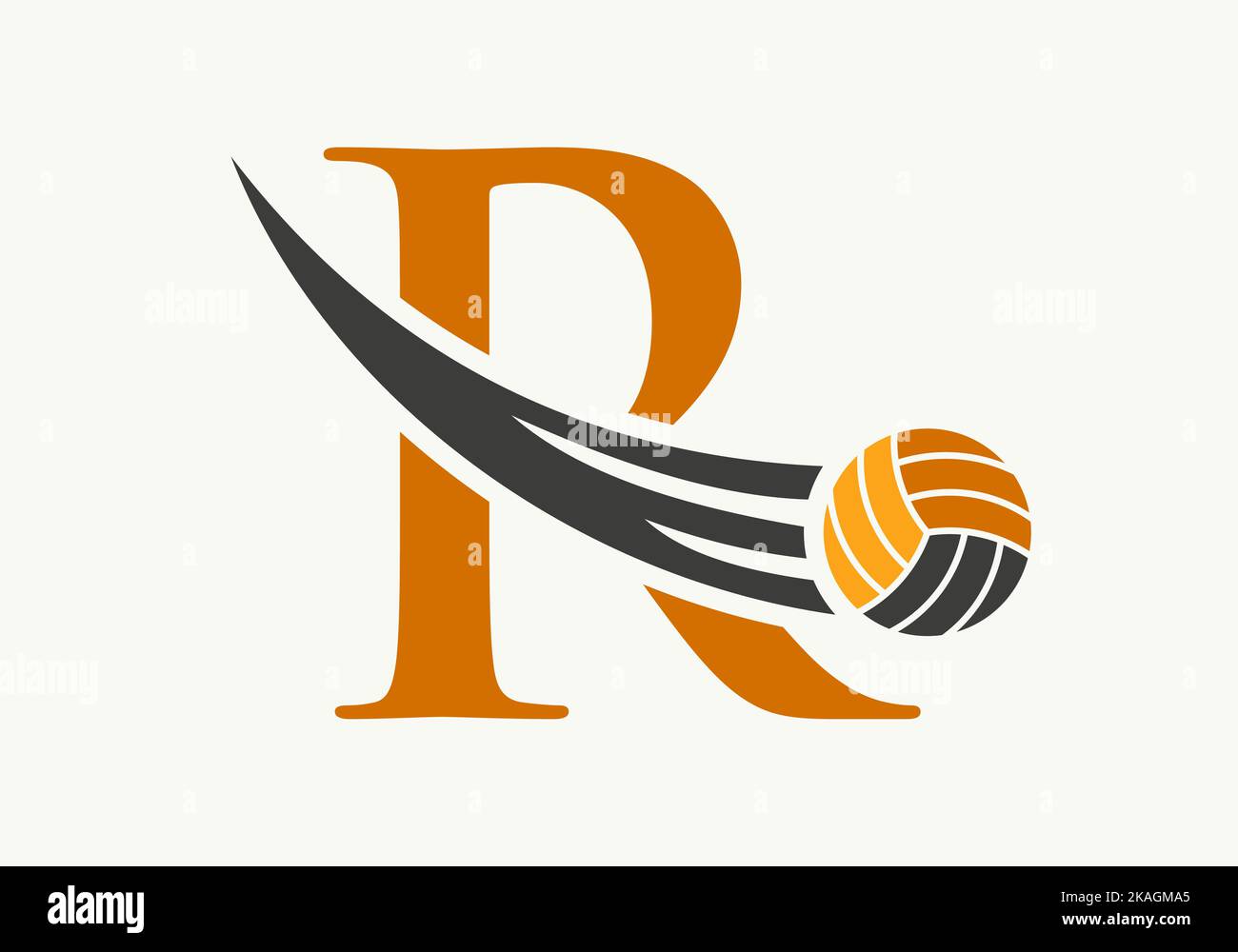 Letter R Volleyball Logo Design Sign. Volleyball Sports Logotype Symbol ...