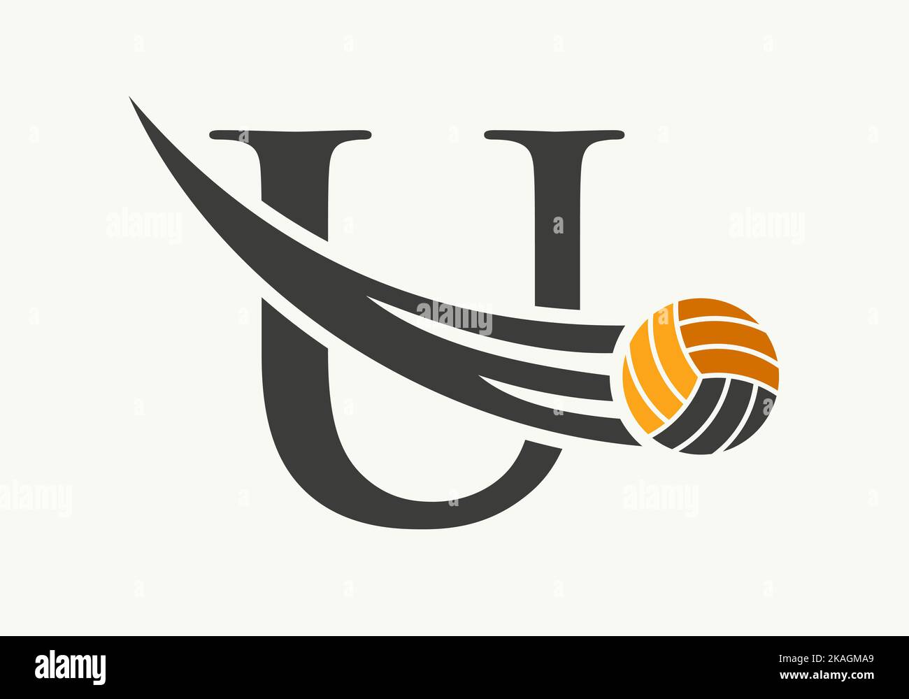 Letter U Volleyball Logo Design Sign. Volleyball Sports Logotype Symbol ...