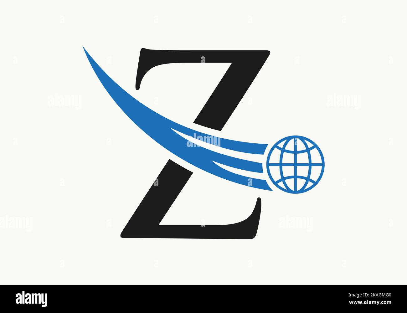 Letter Z World Logo Concept With Moving Global Icon Vector Template ...