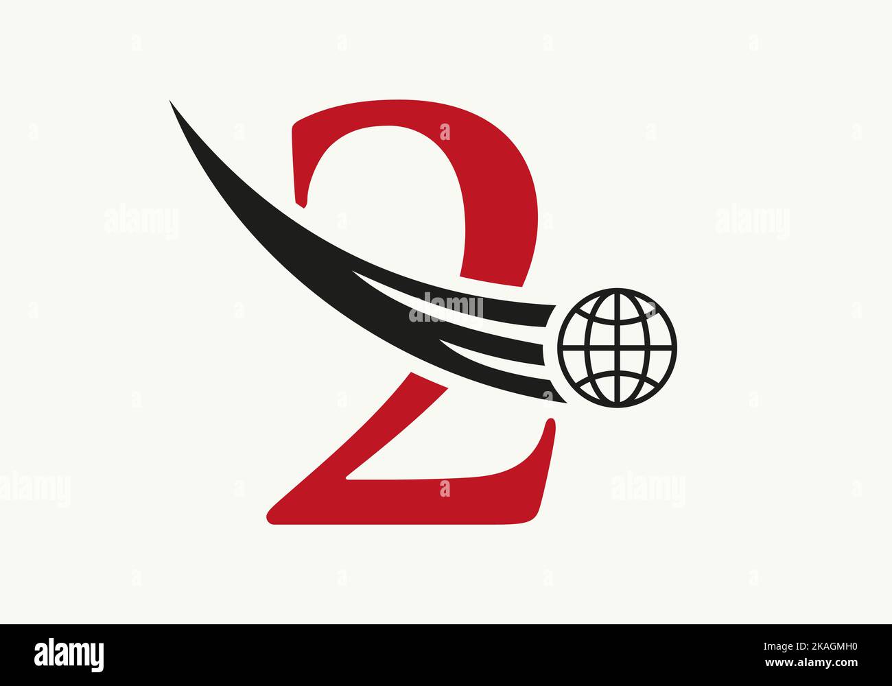 Letter 2 World Logo Concept With Moving Global Icon Vector Template ...