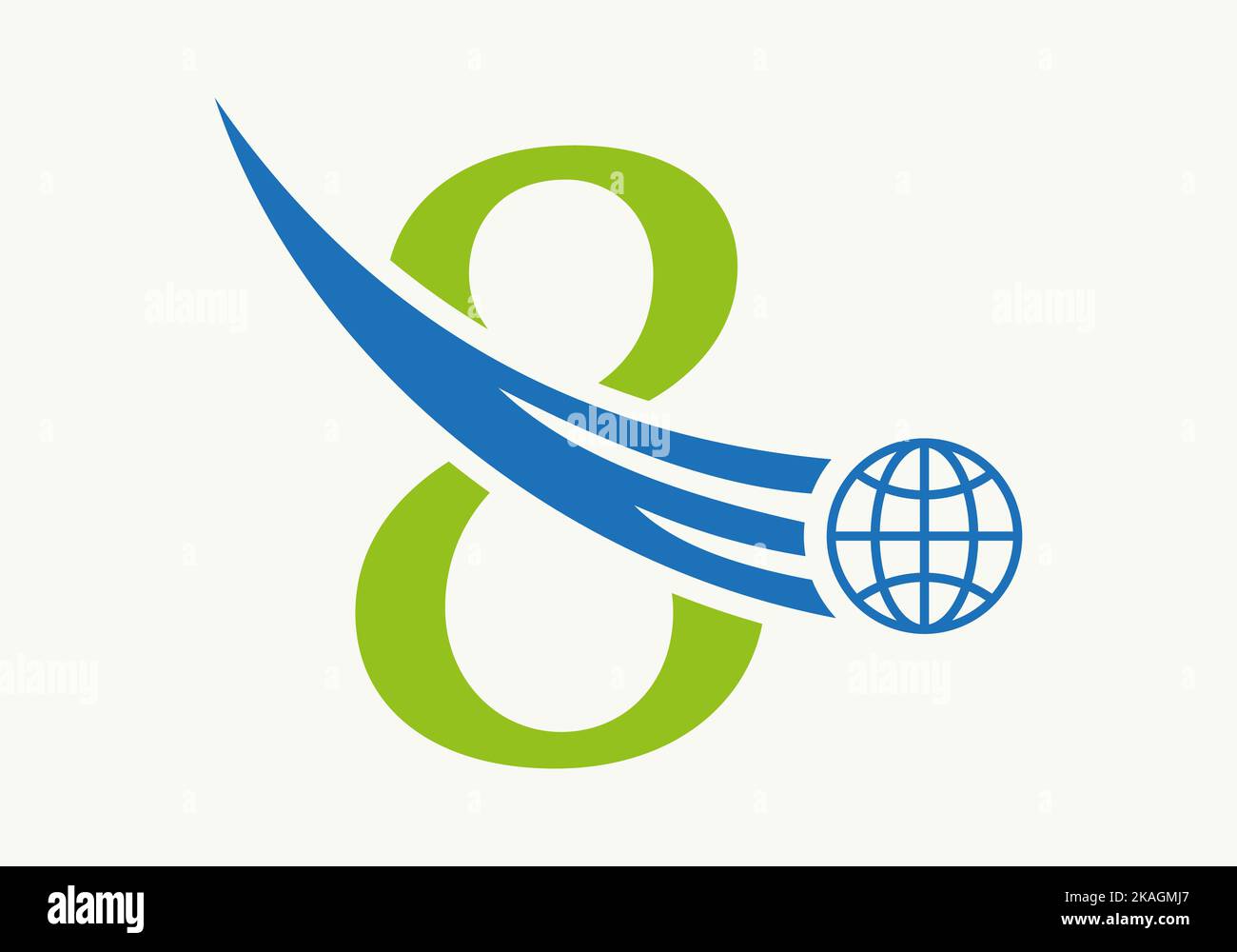 Letter 8 World Logo Concept With Moving Global Icon Vector Template ...