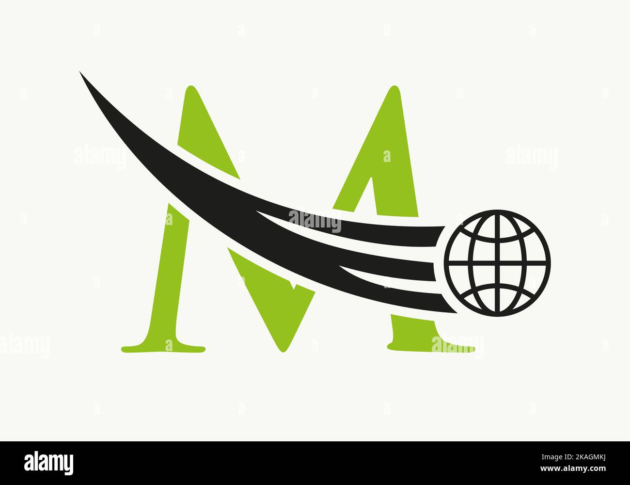 Letter M World Logo Concept With Moving Global Icon Vector Template ...