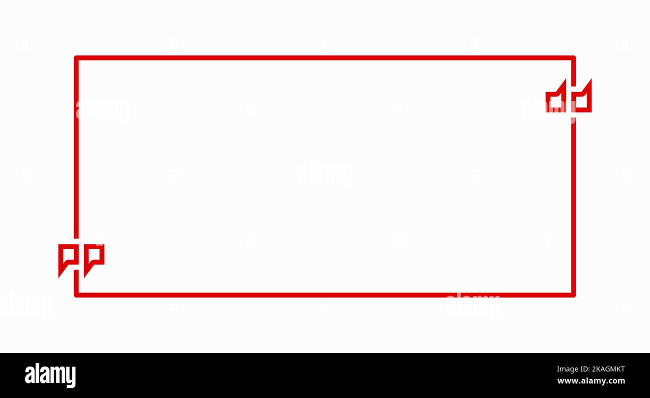 Red rectangular quote box frame. Flat vector illustration isolated on ...