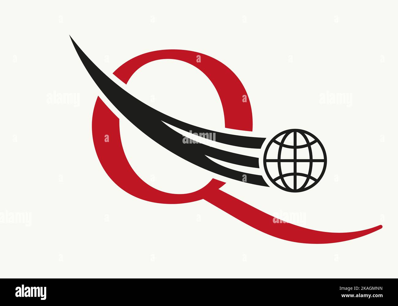 Letter Q World Logo Concept With Moving Global Icon Vector Template ...