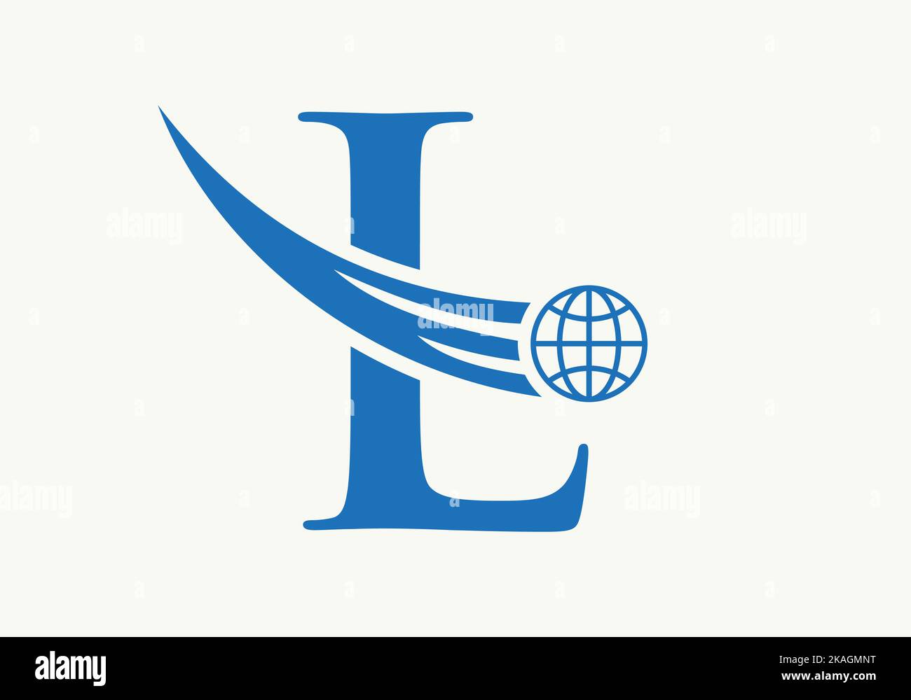 Letter L World Logo Concept With Moving Global Icon Vector Template ...
