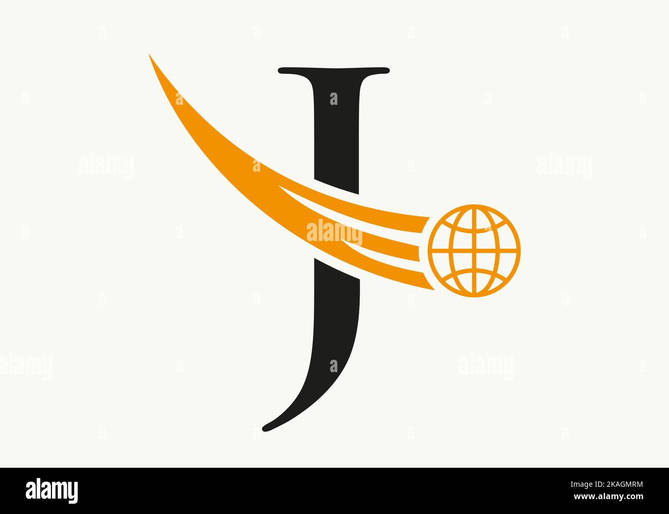 Letter J World Logo Concept With Moving Global Icon Vector Template ...