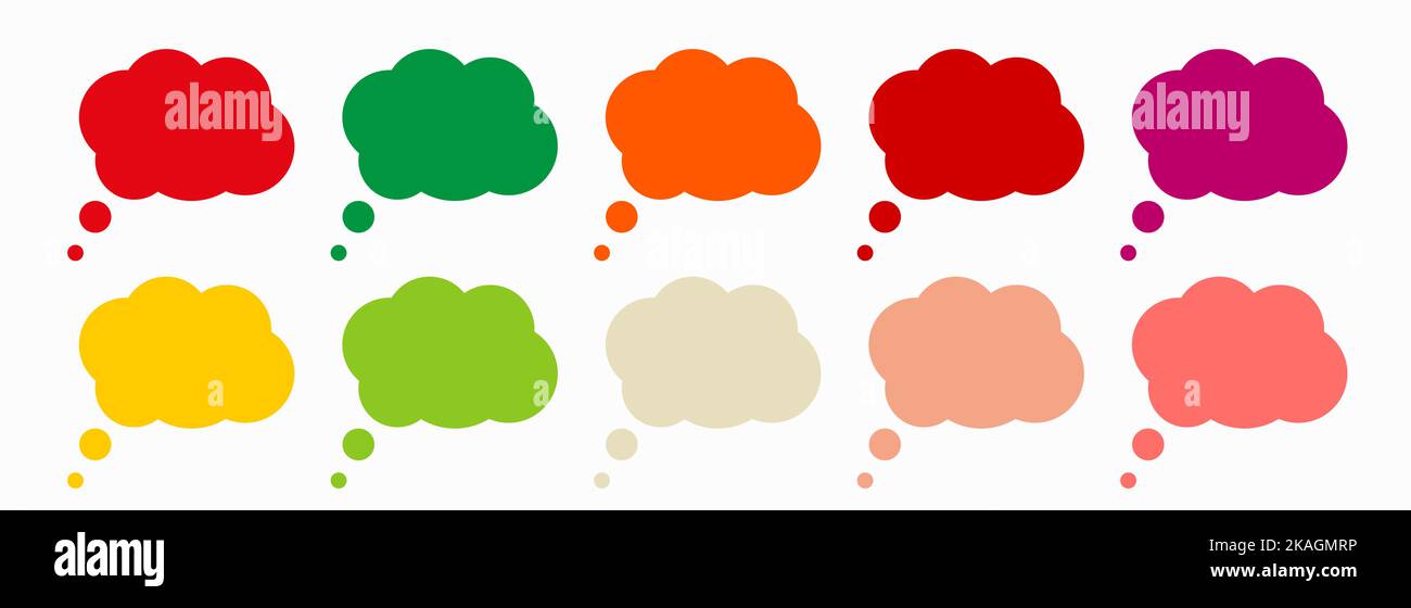 A collection of ten multicolored thought shapes. Flat vector ...
