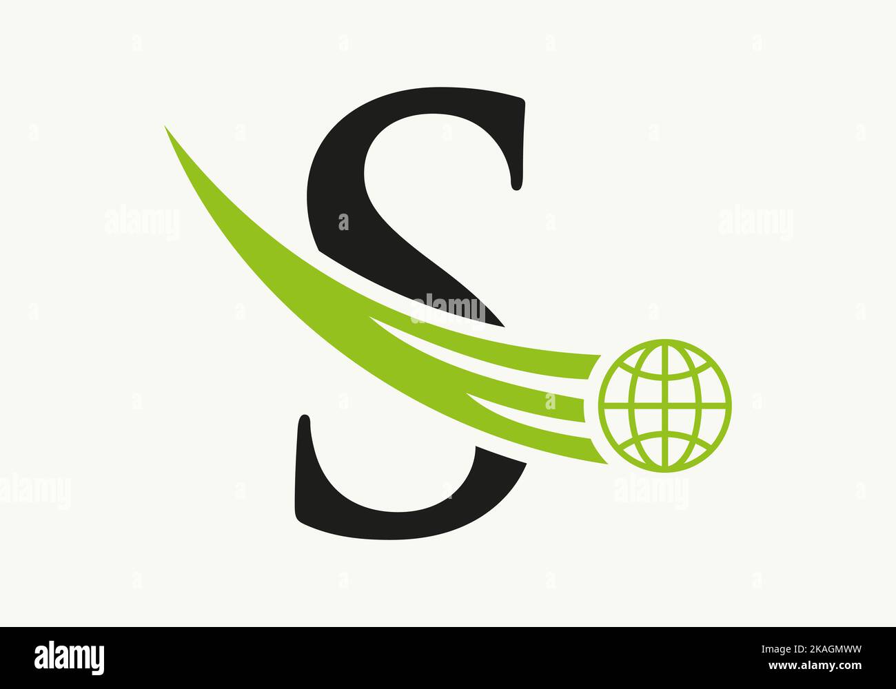 Letter S World Logo Concept With Moving Global Icon Vector Template Stock Vector Image & Art - Alamy