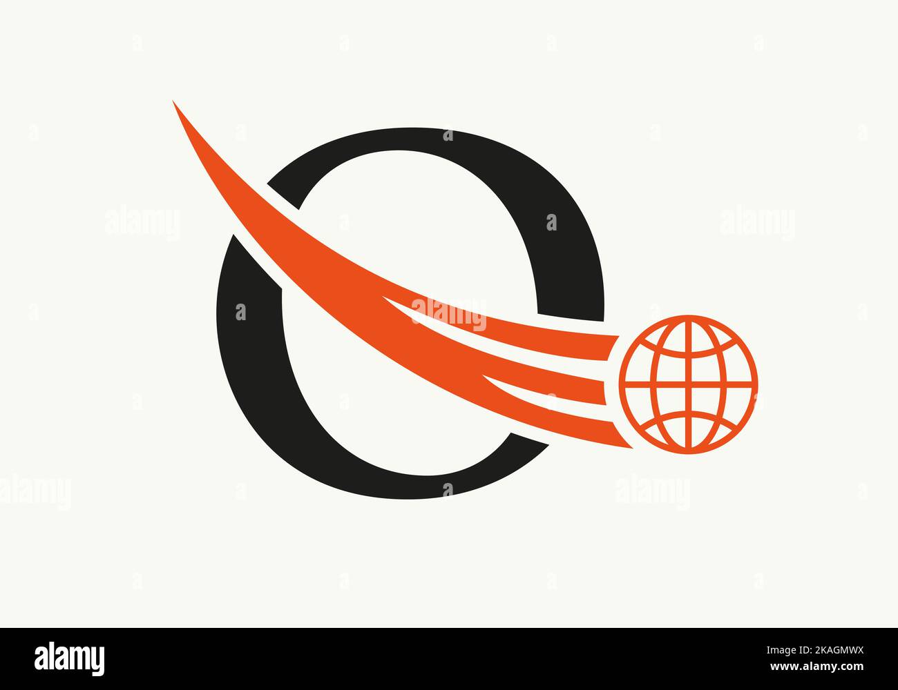 Letter O World Logo Concept With Moving Global Icon Vector Template ...