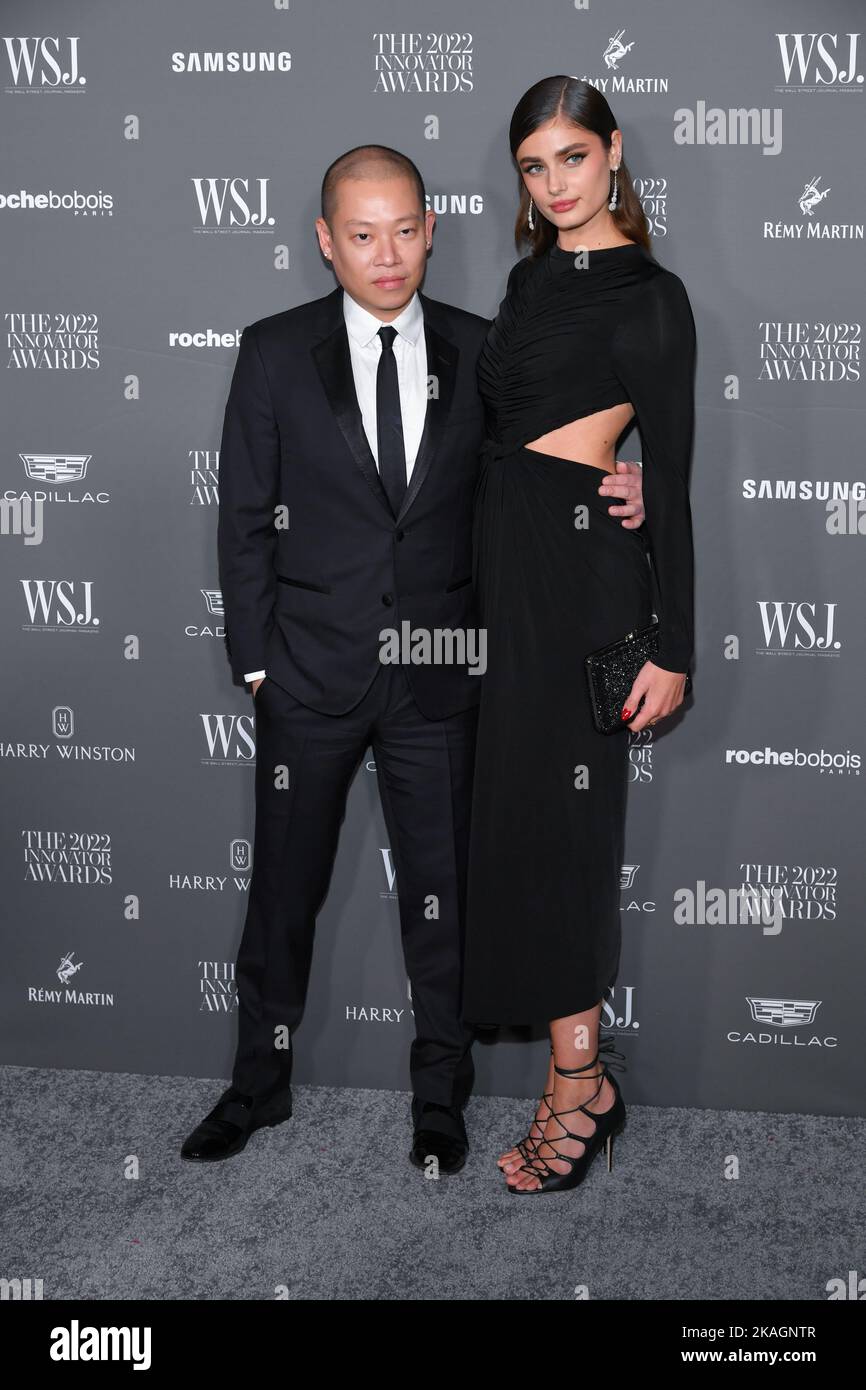 Jason Wu and Taylor Hill attend the WSJ. Magazine 2022 Innovator Awards at Museum of Modern Art ...