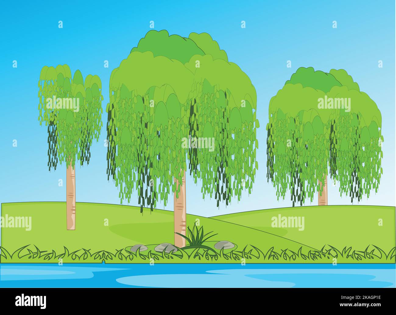 Riverside and tree osier colorful landscape of the year nature Stock ...