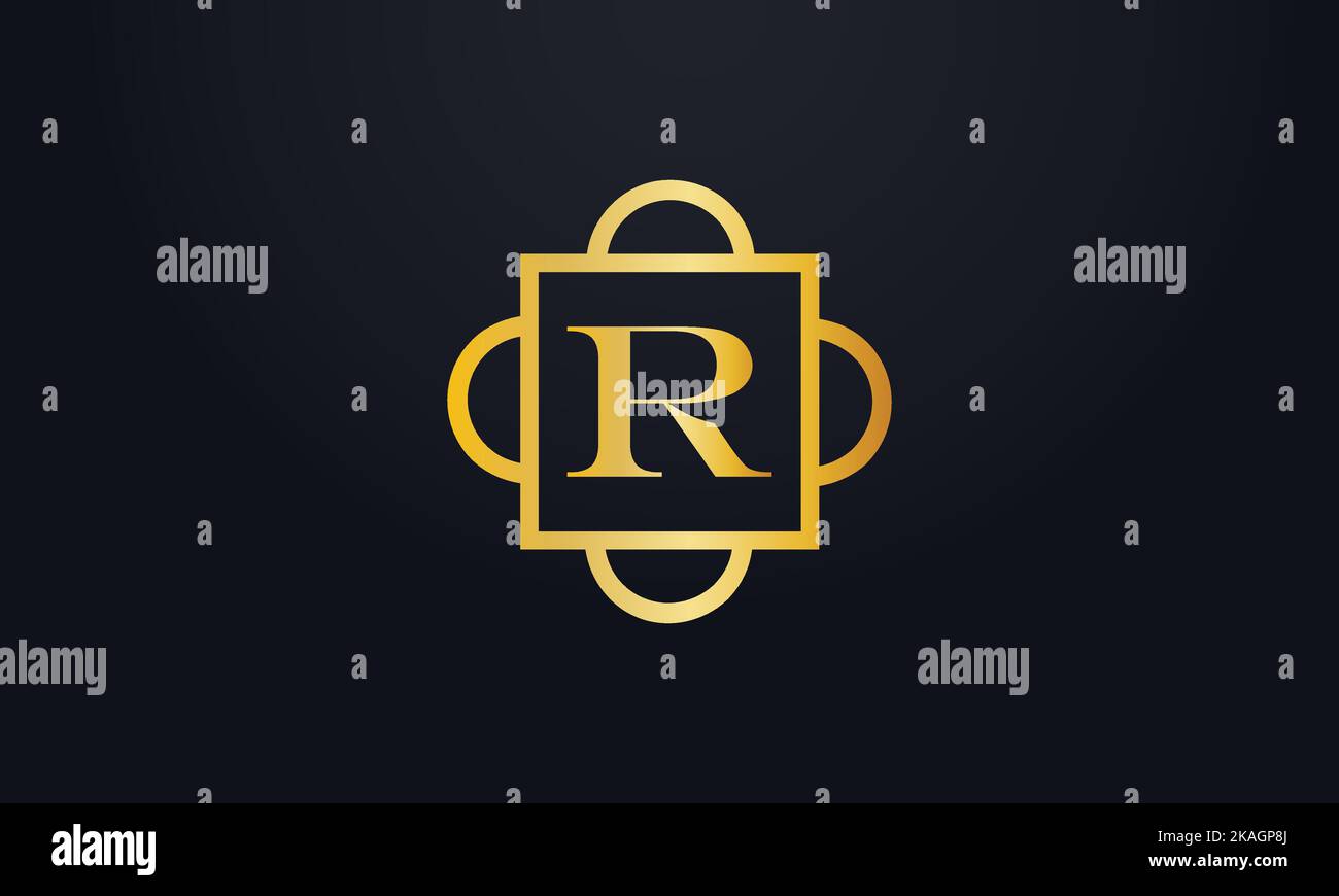 Gold frame for monogram logo design Stock Vector Images - Alamy