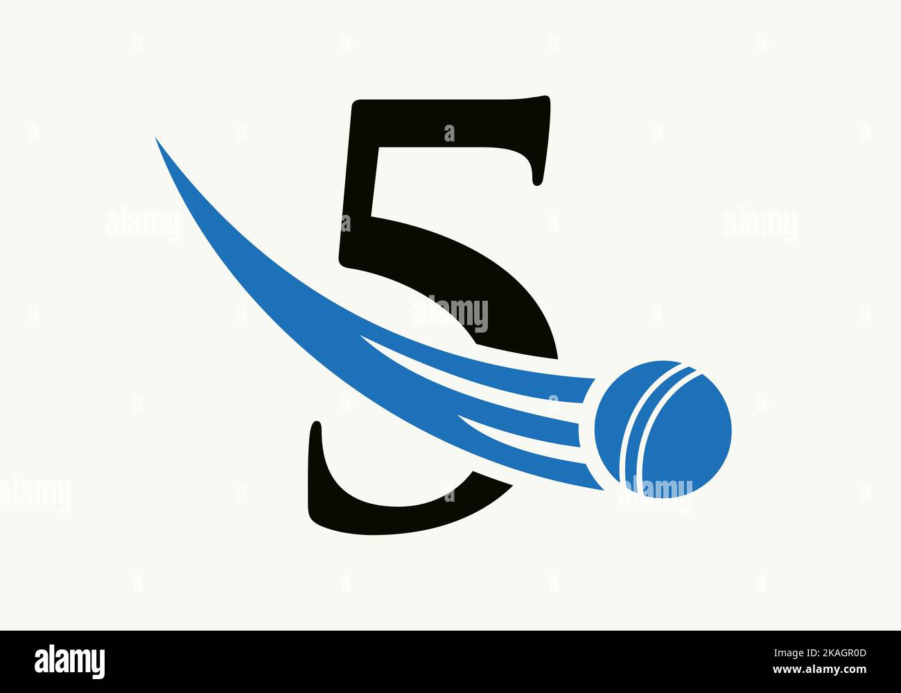 Letter 5 Cricket Logo Concept With Ball Icon For Cricket Club Symbol ...