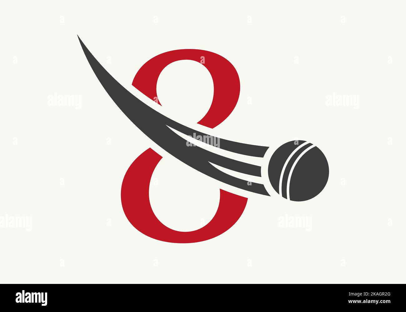 Letter 8 Cricket Logo Concept With Ball Icon For Cricket Club Symbol ...