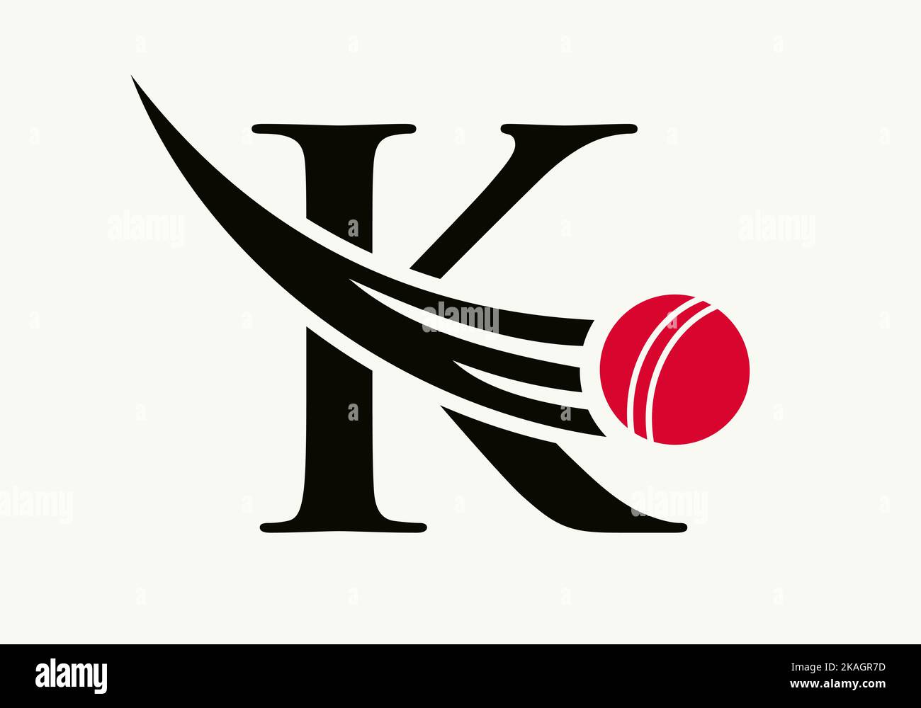 Letter K Cricket Logo Concept With Ball Icon For Cricket Club Symbol ...
