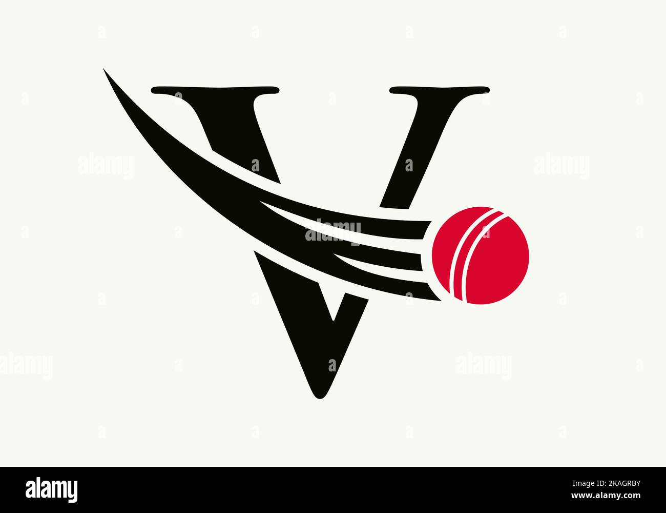 Letter V Cricket Logo Concept With Ball Icon For Cricket Club Symbol ...