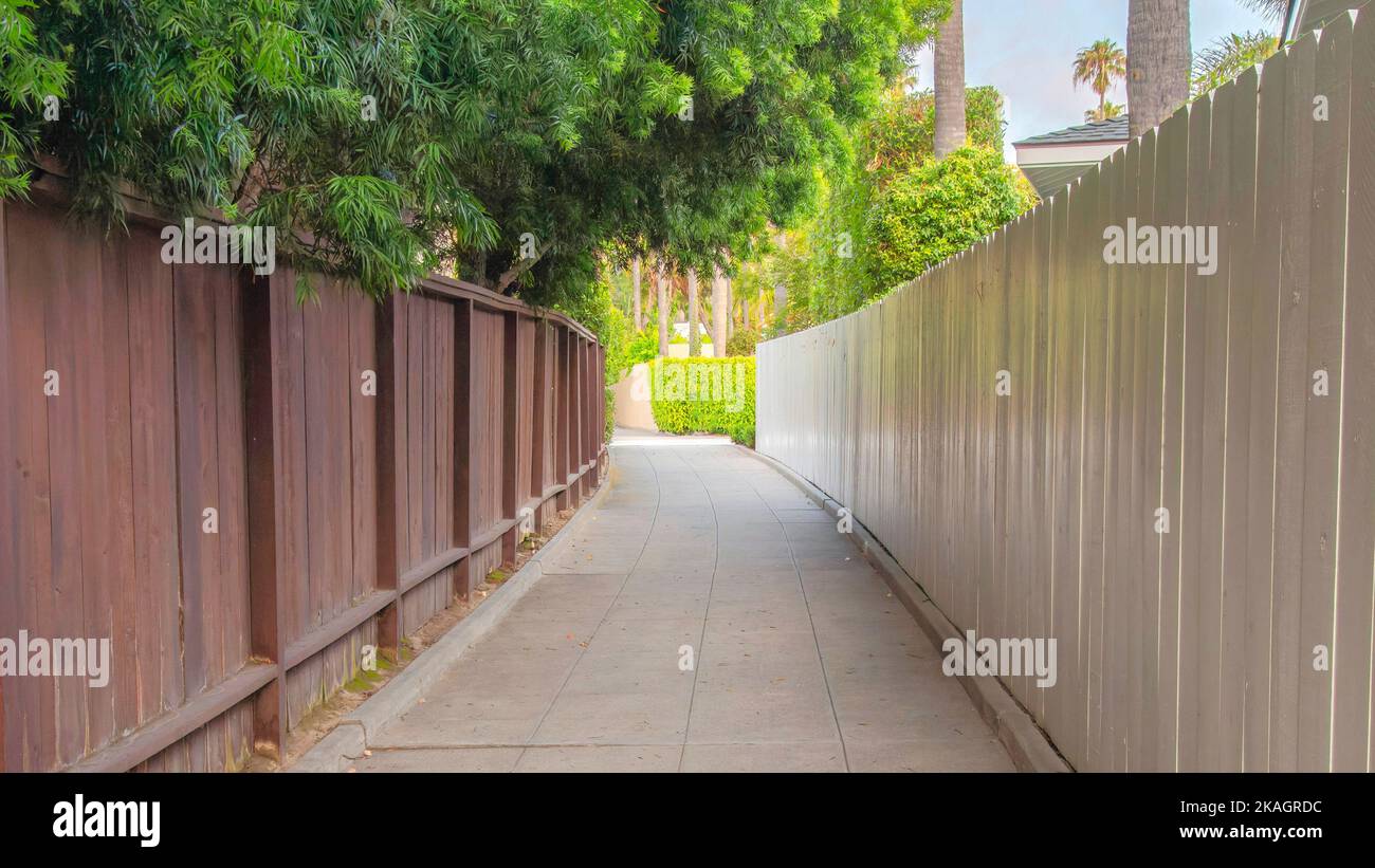 Panorama Concrete pavement in between the fences at La Jolla ...