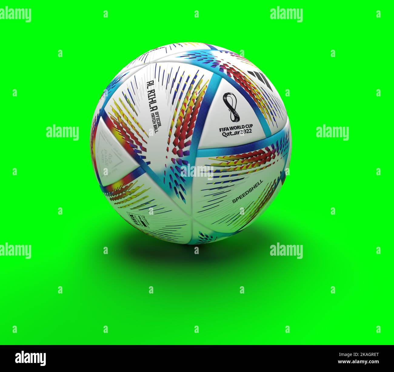 fifa world cup qatar 2022 football chroma screen 3d rendering ...