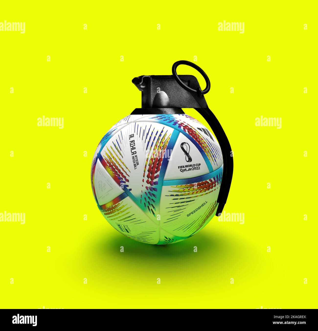 Fifa Soccer ball grenade isolated over white Stock Photo - Alamy