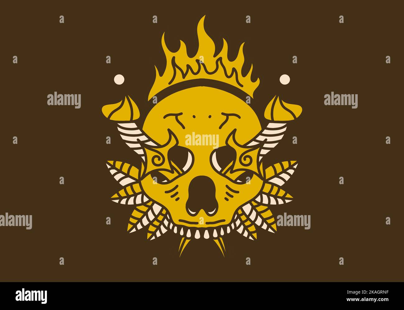 Vintage art illustration design of a dagger stuck in skull Stock Vector ...