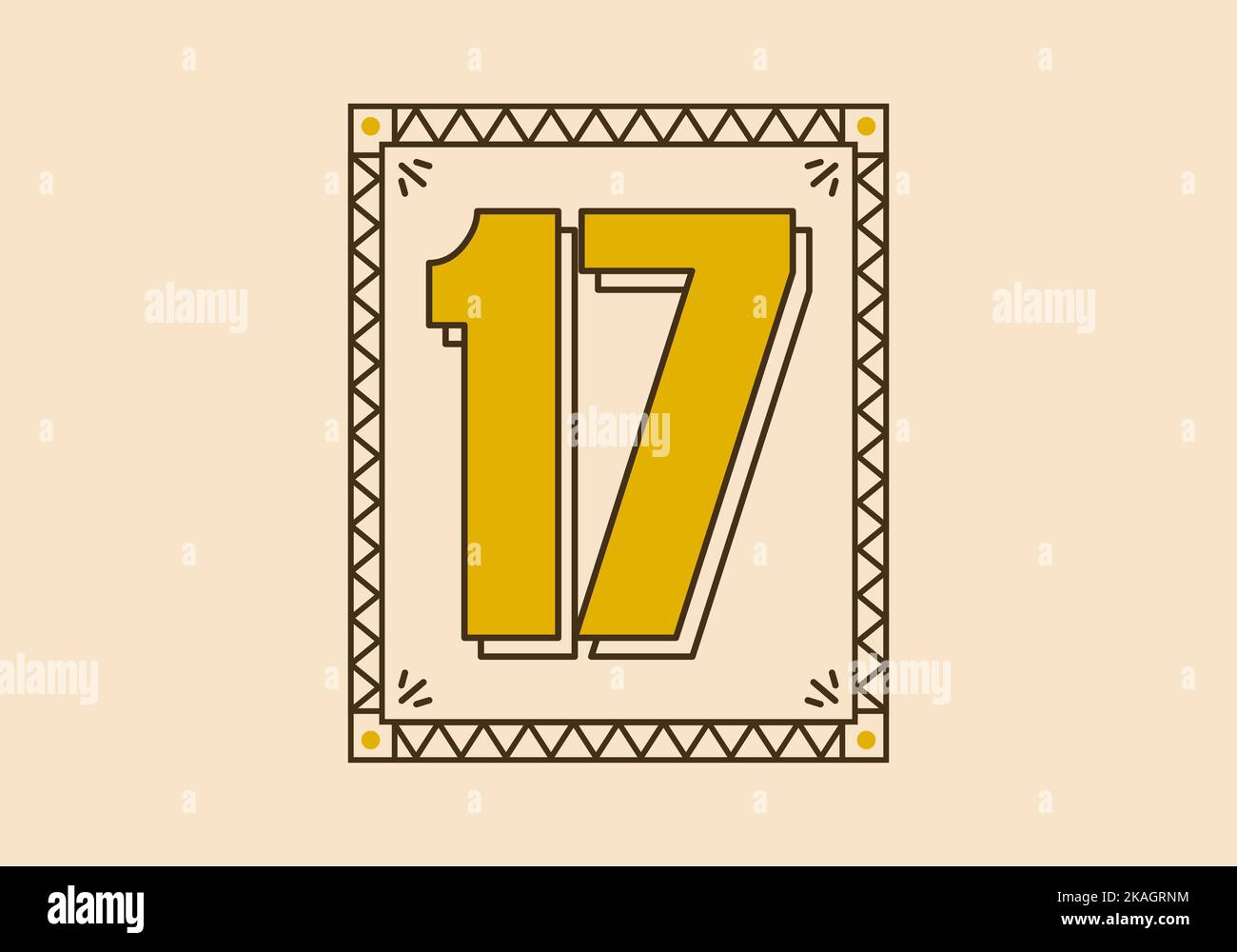 Retro rectangle frame with number 17 on it Stock Vector Image & Art - Alamy
