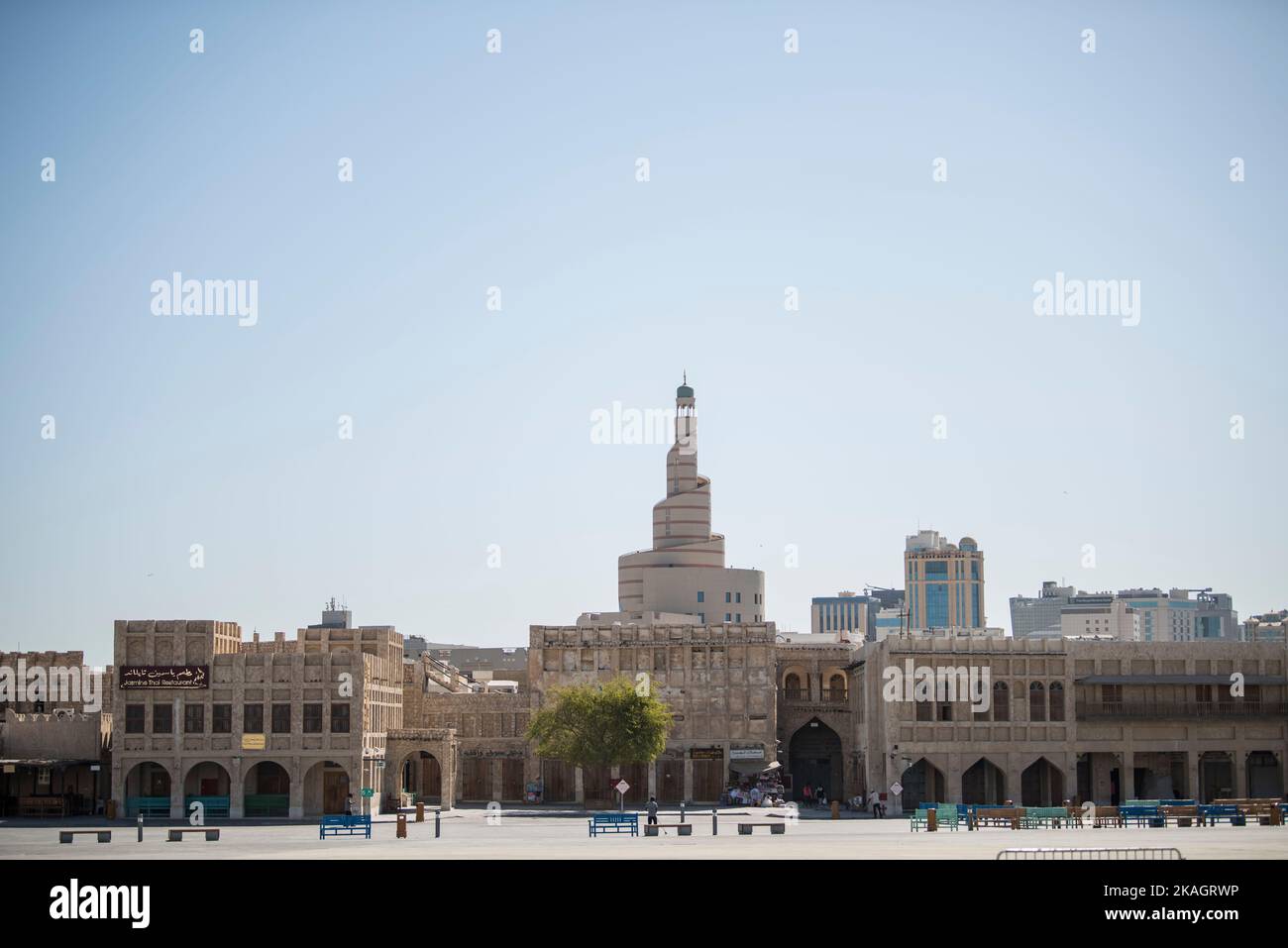 Doha, Qatar, May,6,2019, Traditional Arabian mosque with minarets in ...