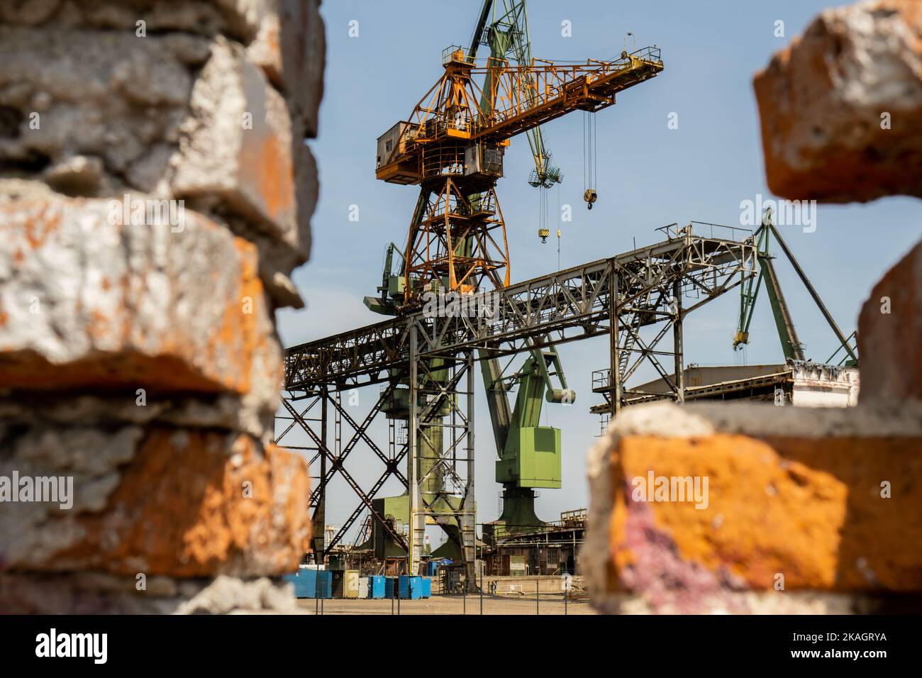 Industrial building at the Gdansk Shipyard, former Lenin Shipyard ...