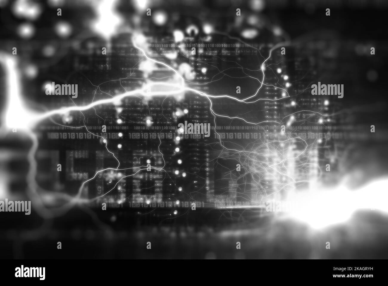 Semiconductor circuits and digital technology, bright lightning and ...